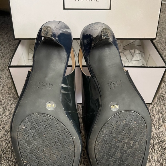 Alex Marie | Shoes | Alex Marie Navy Ankle Strap Close Toe Heels | Poshmark